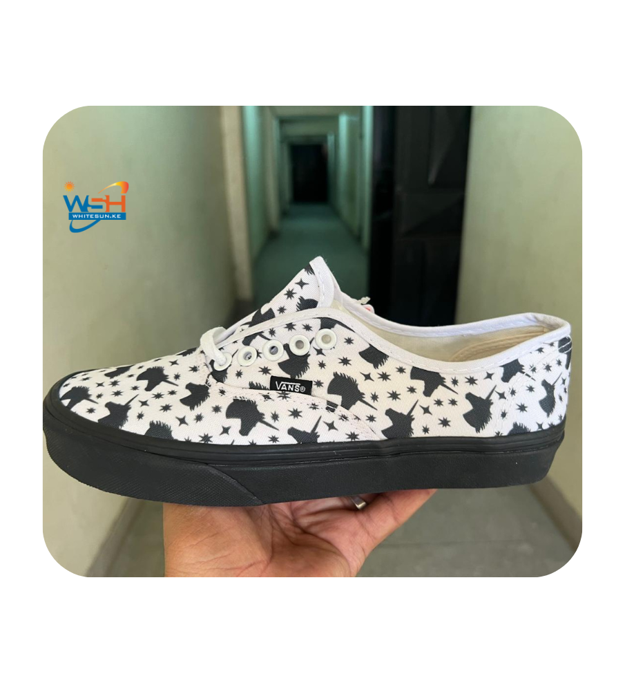 White Vans Sneakers with Unicorn Pattern