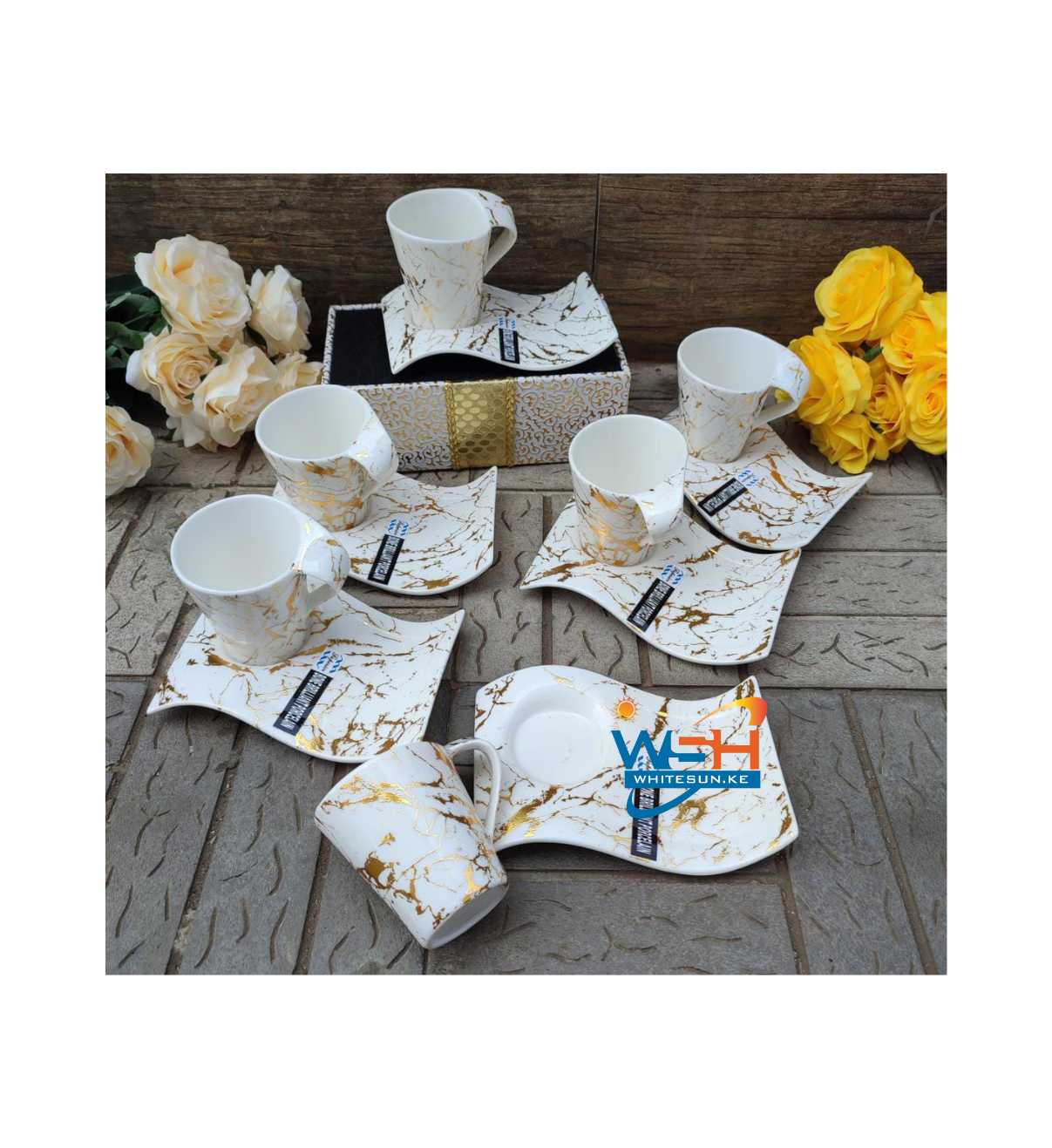 Buy White Classy Cup Saucer Set with Marble Online in Kenya | Best ...
