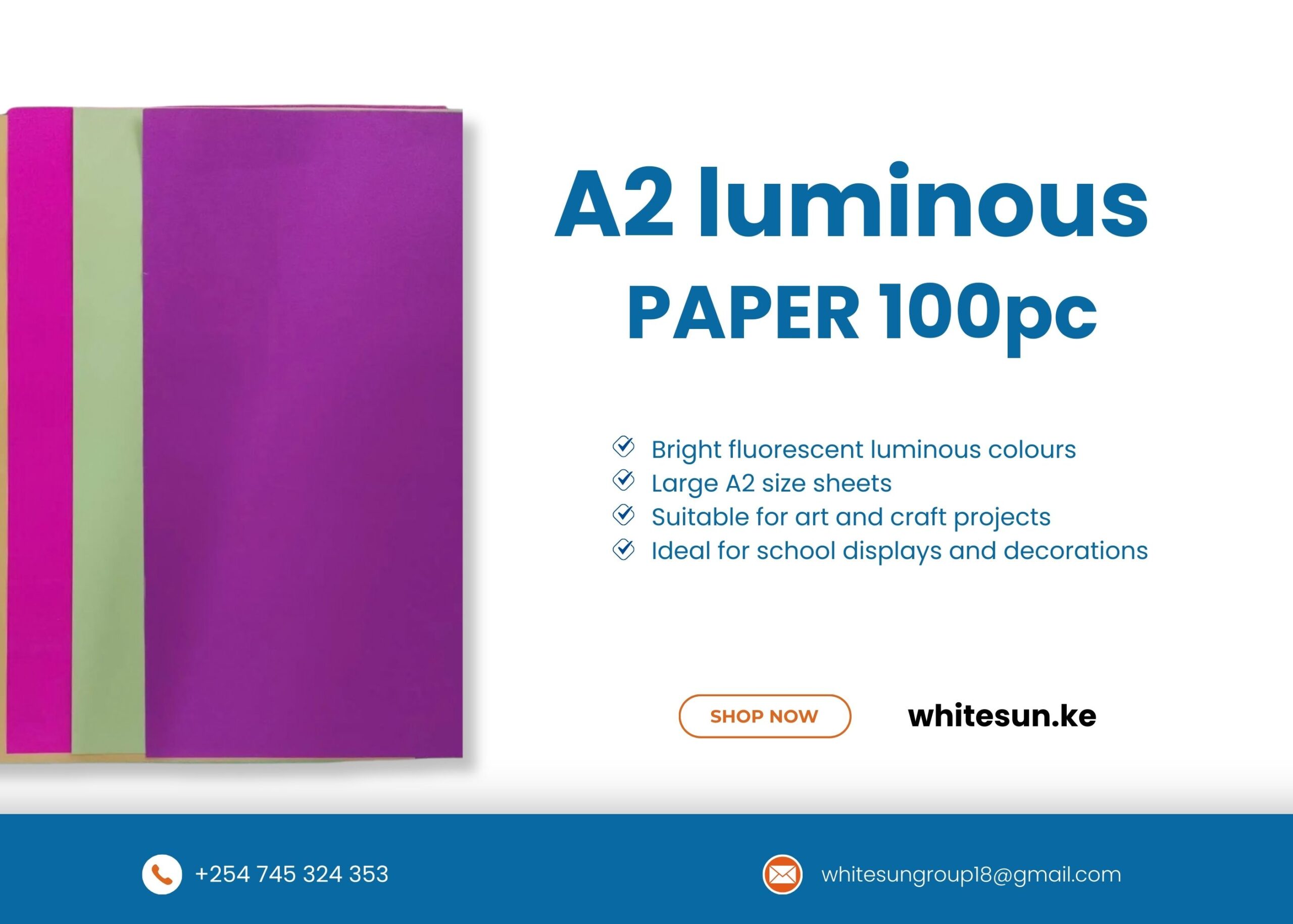 Buy A2 luminous paper 100pc Online in Kenya | Best Price | 0745324353